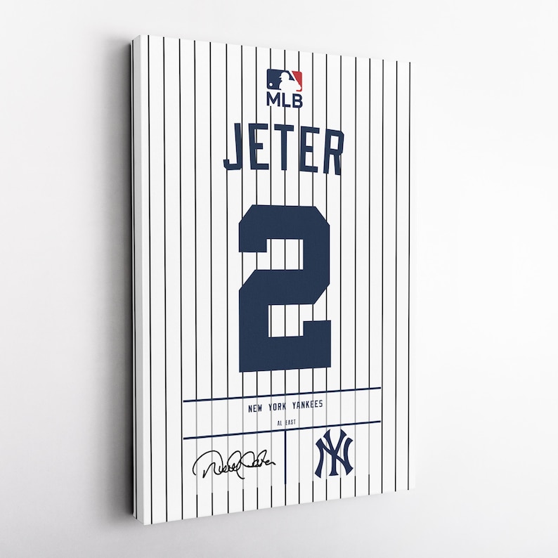 Derek Jeter Jersey Art New York Yankees MLB Wall Art Home Decor Hand ...