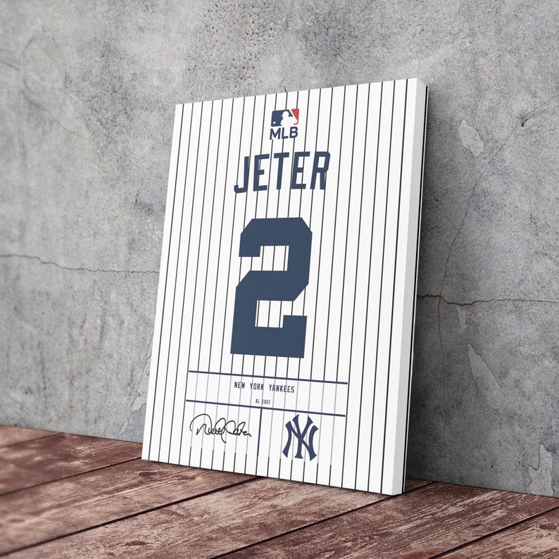 Derek Jeter Jersey Art New York Yankees MLB Wall Art Home Decor Hand ...