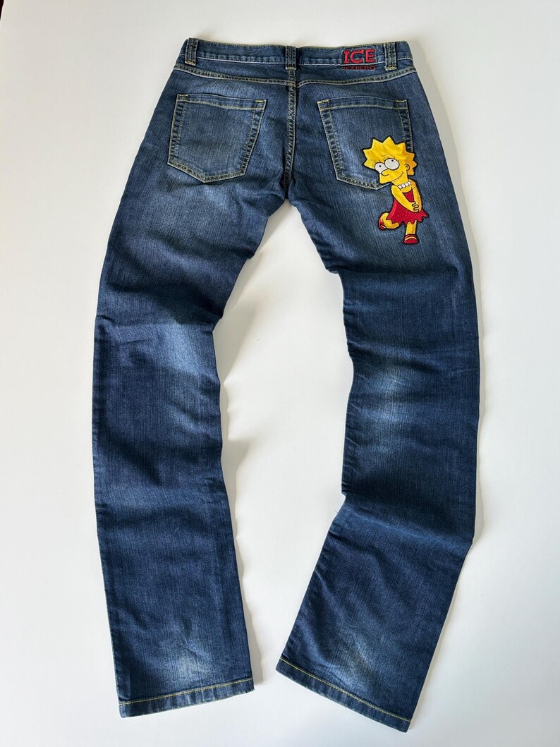 Vintage Iceberg Jeans: Lisa Simpson Patch, Y2K Low Rise Denim - Etsy