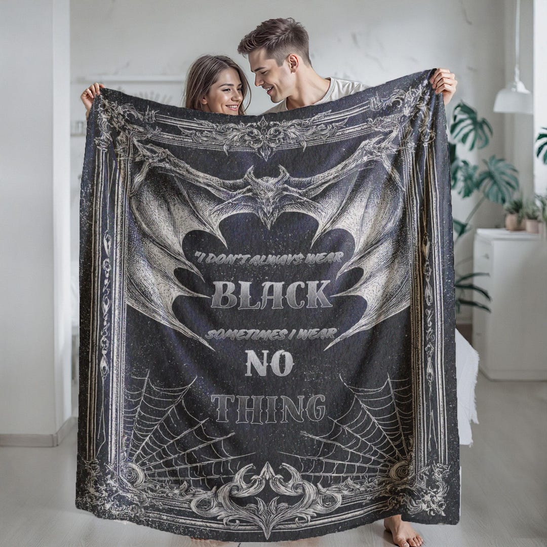 Gothic Bat Wings Minky Blanket, Funny Dark Humor Sarcastic Quote Throw ...