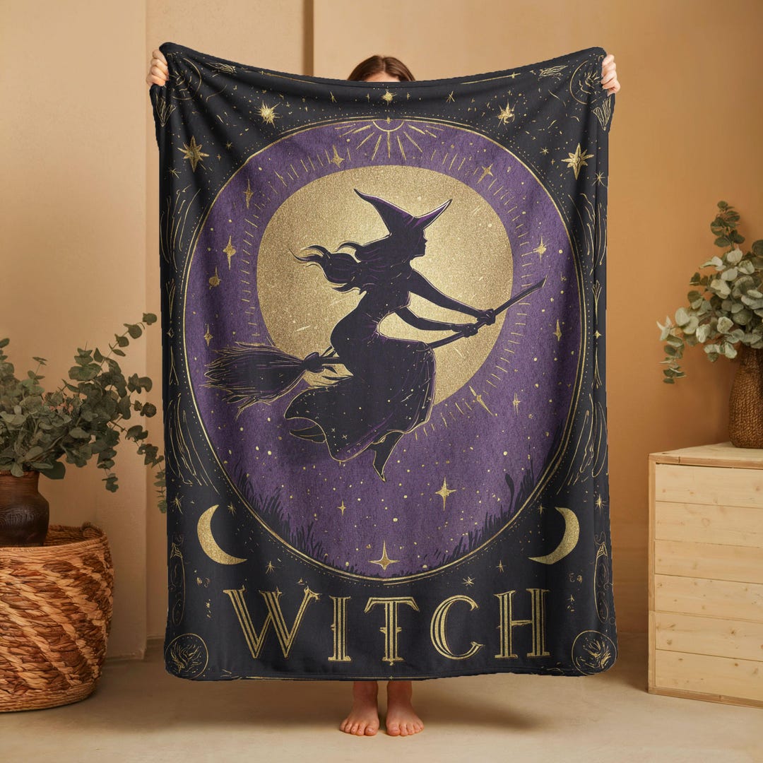 Celestial Witch Minky Blanket, Halloween Spooky Season Throw Blanket ...