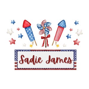 4th of July Name Tag PNG – Customizable Patriotic Name Plate, Red White ...