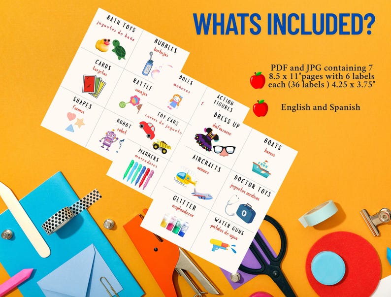 Bilingual Toy Bin Labels, English & Spanish, Classroom Printable (PDF ...