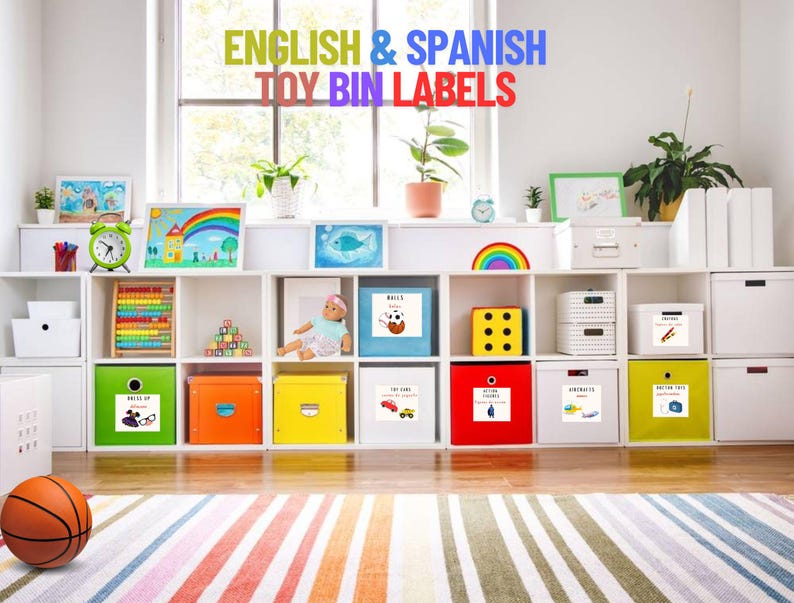 Bilingual Toy Bin Labels, English & Spanish, Classroom Printable (PDF ...