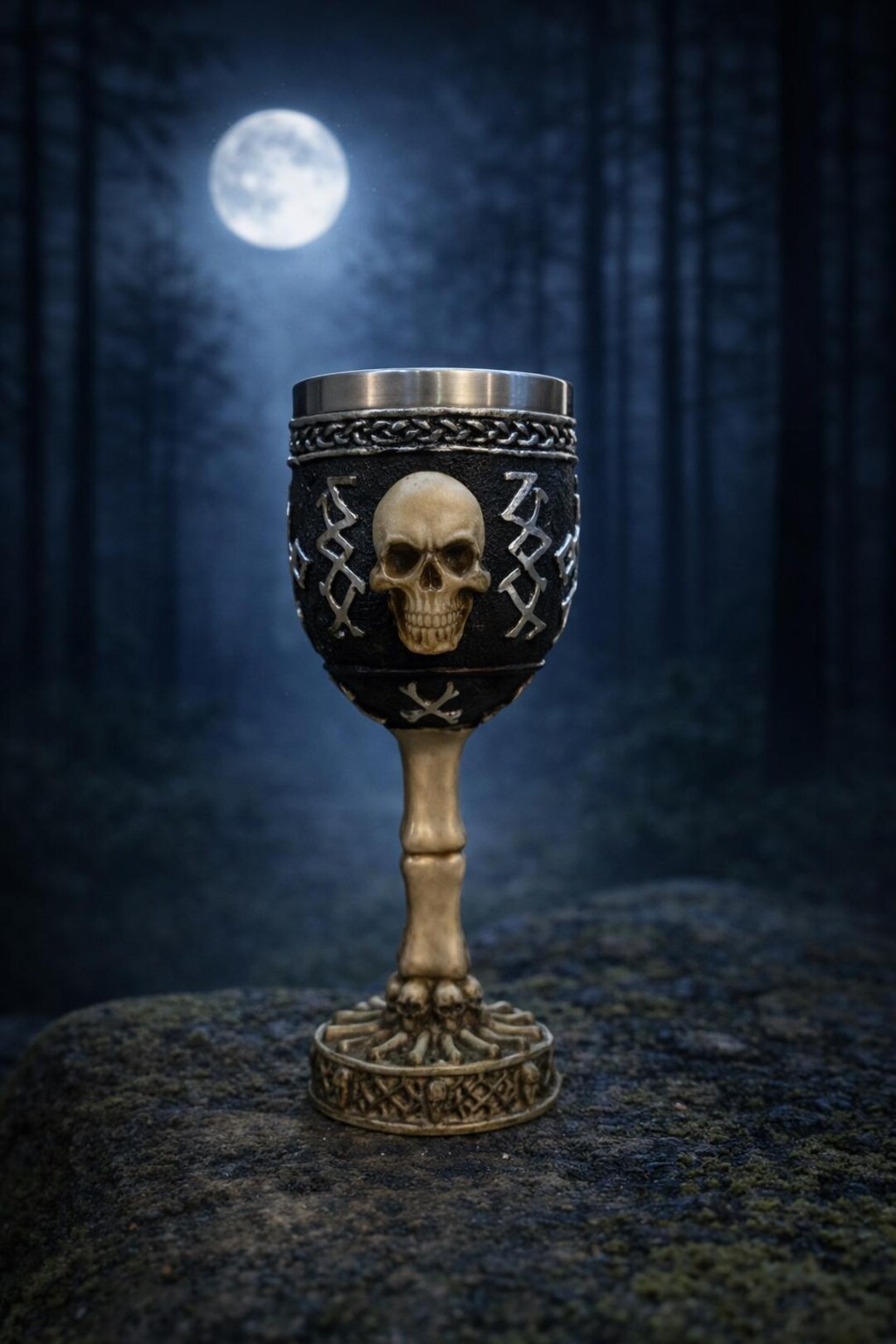 Gothic Skull Goblet 240 Ml, Medieval Dark Fantasy Chalice, Stainless ...