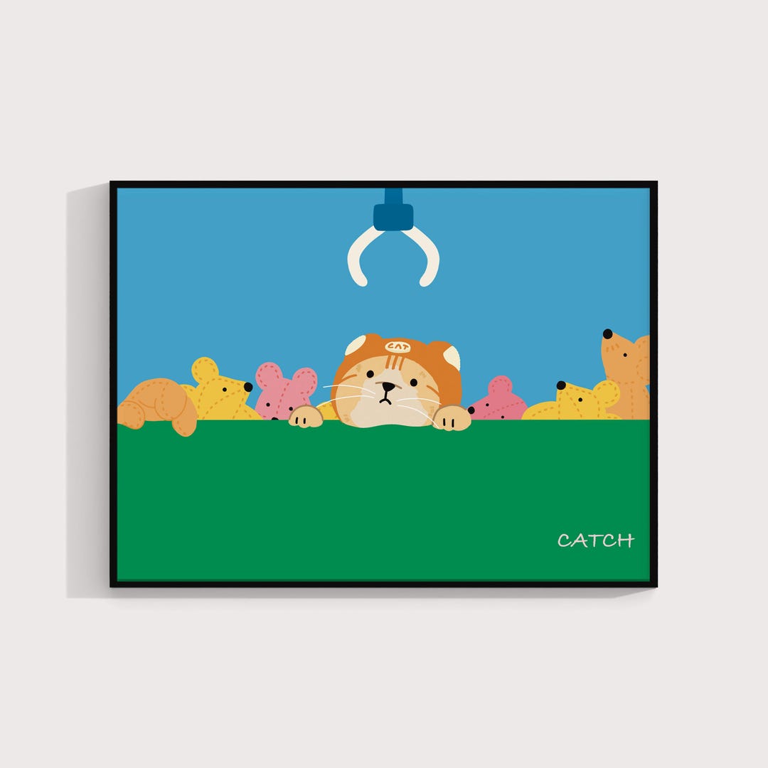 Claw Machine Cat Poster : Horizontal Print, Cute Kitten With Toys ...