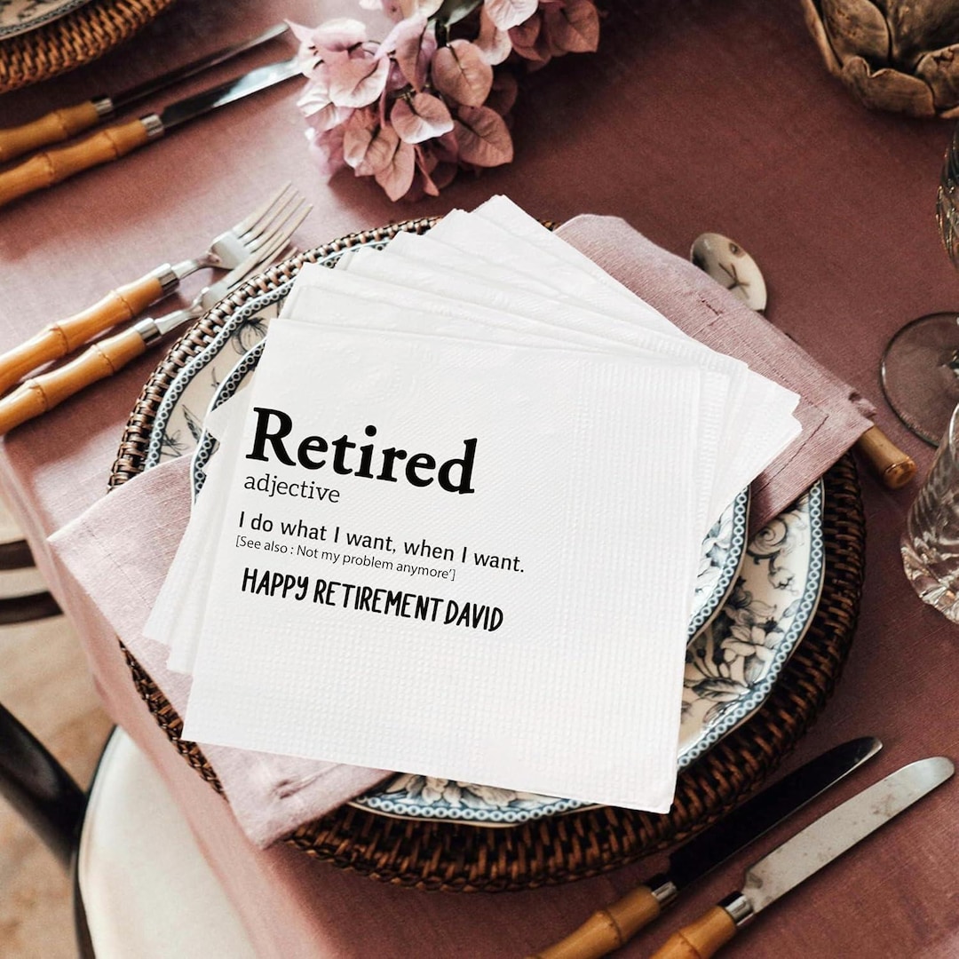 Personalized Retirement Definition Napkins, Celebration Decor - Etsy