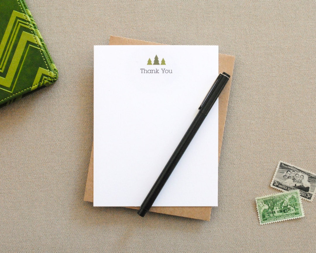 Thank You Cards / Winter Evergreen Tree Thank You Note Cards ...