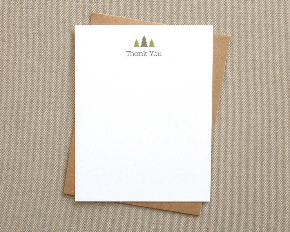 Thank You Cards / Winter Evergreen Tree Thank You Note Cards ...
