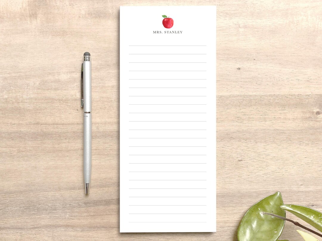 Personalized Lined Notepad With Apple Design / List Notepad With Apple ...
