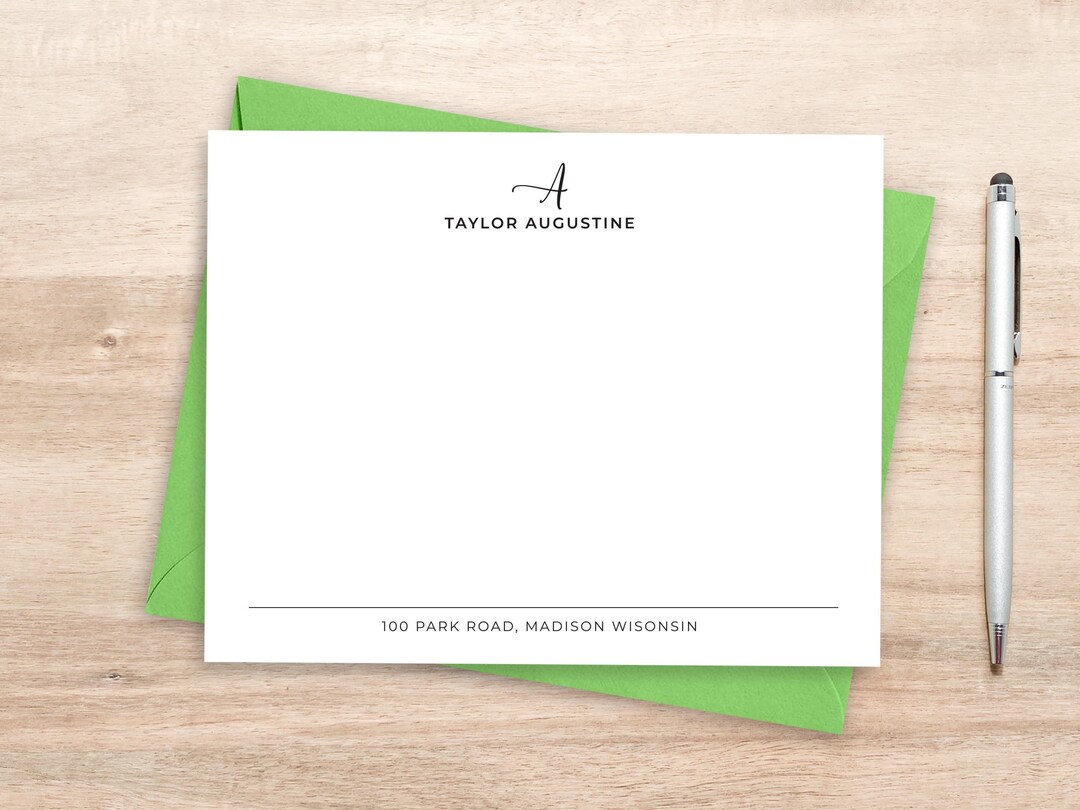 Personalized Stationery Cards: Modern Font, Heavyweight Cardstock - Etsy