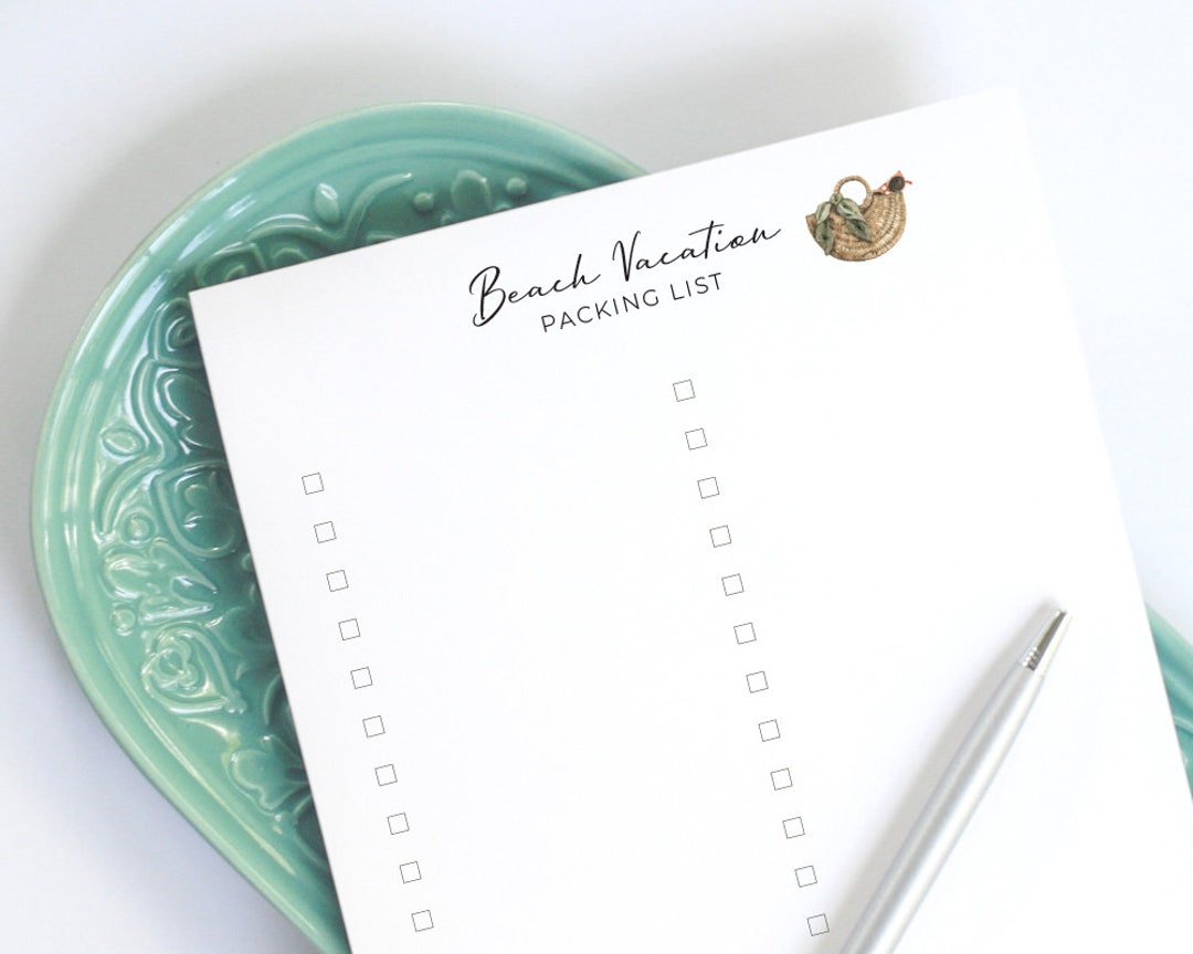 Large Notepad / Beach Trip Packing List Notepad / Half-sheet Note Pad ...