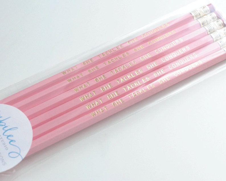 Inspirational Pencil Set / Set of Quote Pencils / Pink and | Etsy