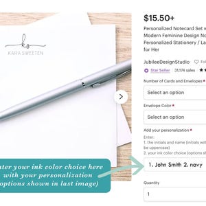 Personalized Stationery Set: Elegant Brush Script Name Flat Notecards With Envelopes - Etsy