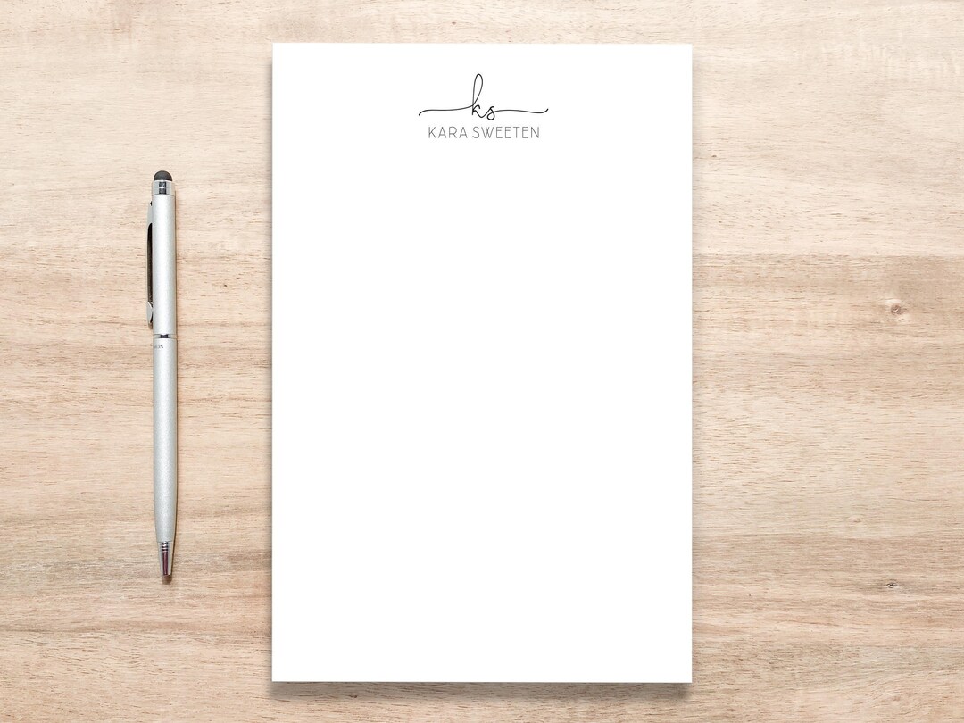 Personalized Large Notepad: Modern Design With Script Initials and All ...