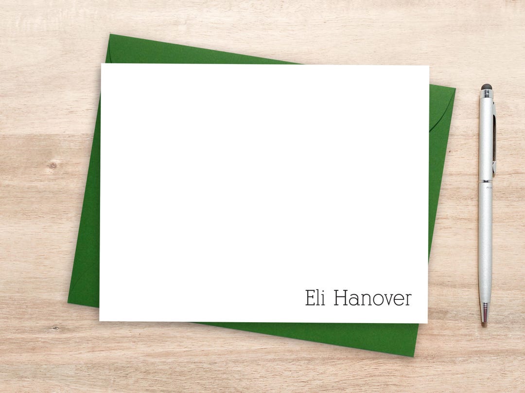 Personalized Flat Stationery Cards With Name in Lower Corner / Personal ...