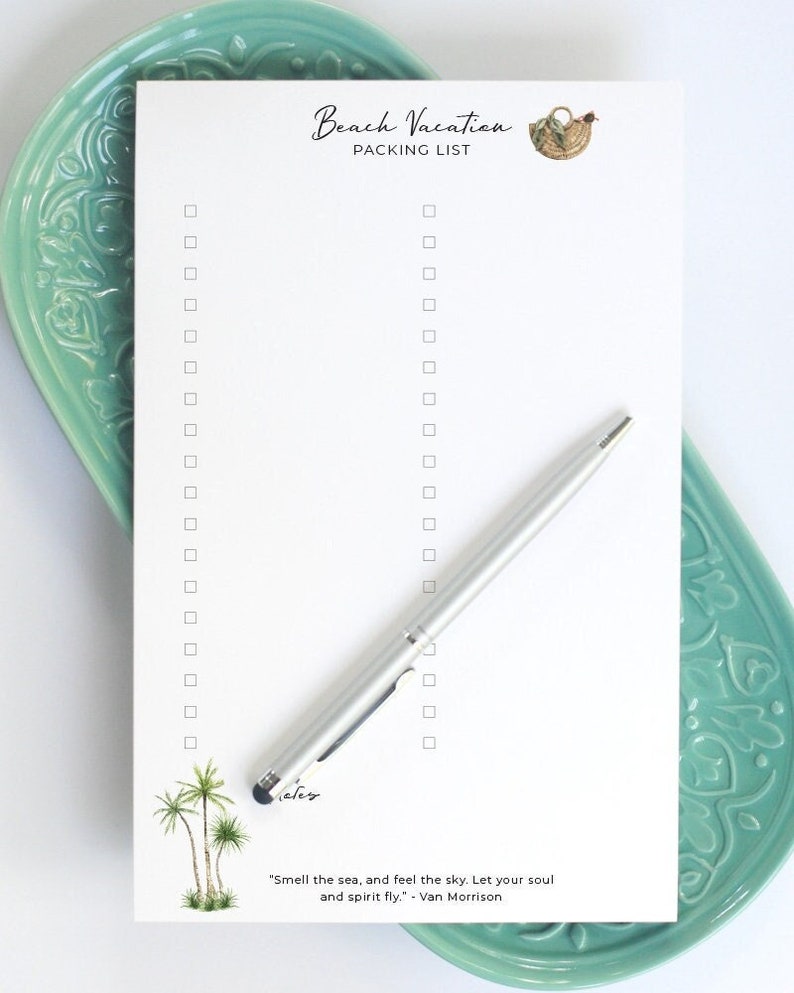 Large Notepad / Beach Trip Packing List Notepad / Half-sheet - Etsy