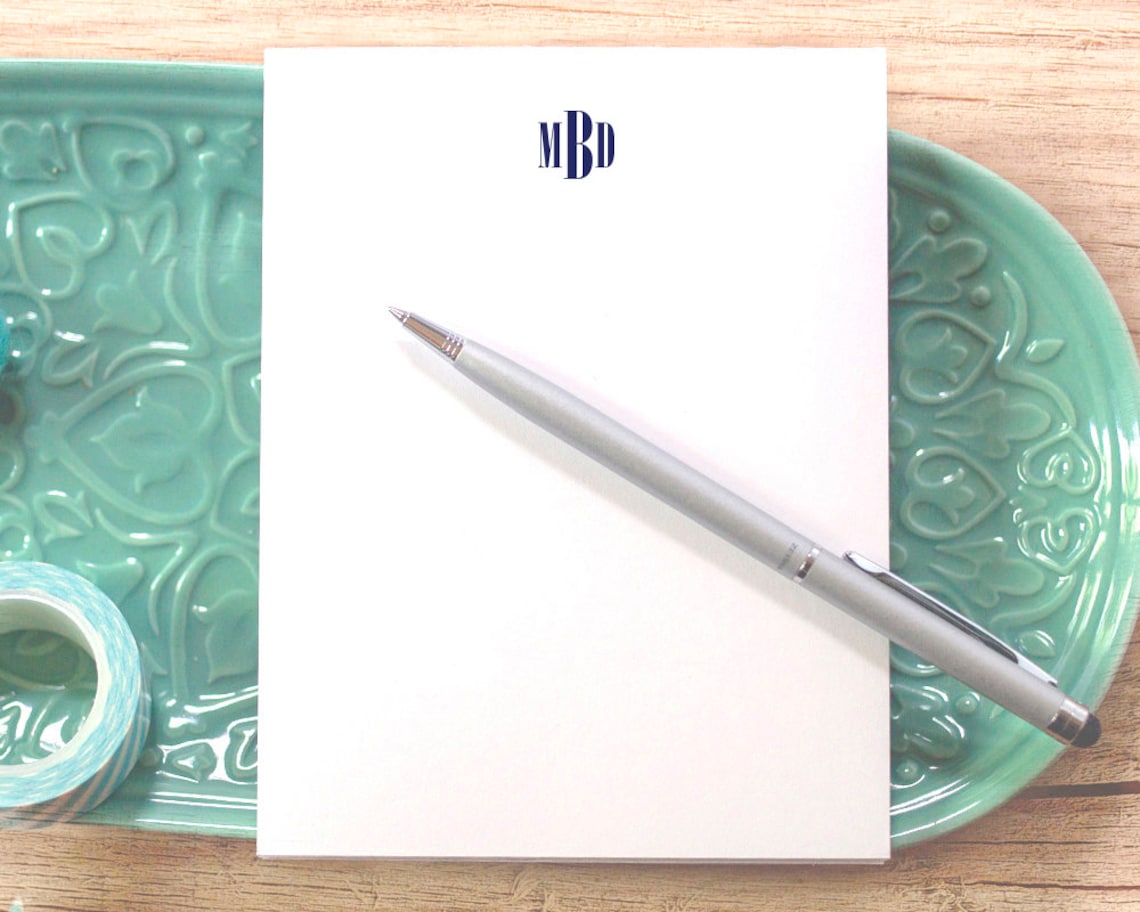 Personalized Notepad With Modern Monogram / Small Notepad With - Etsy