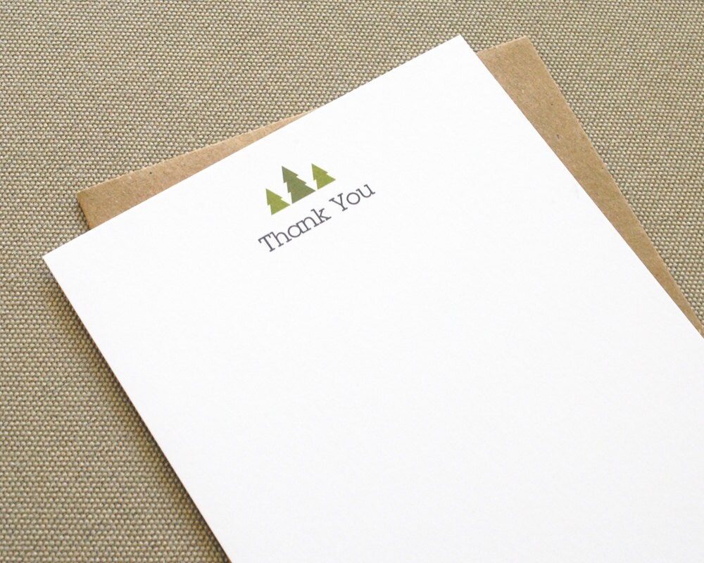 Thank You Cards / Winter Evergreen Tree Thank You Note Cards ...
