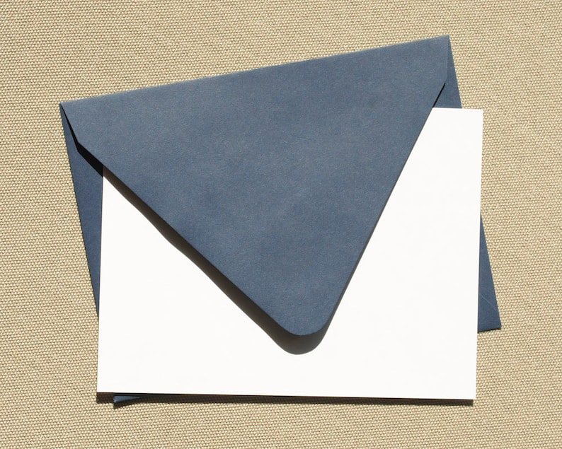 Blank Stationery Set with Navy Blue Envelopes Set of 20 Flat | Etsy