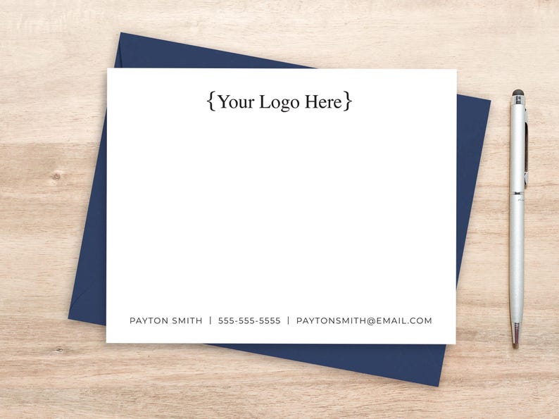 Custom Logo Notecard Set: Personalized Business Stationery - Etsy