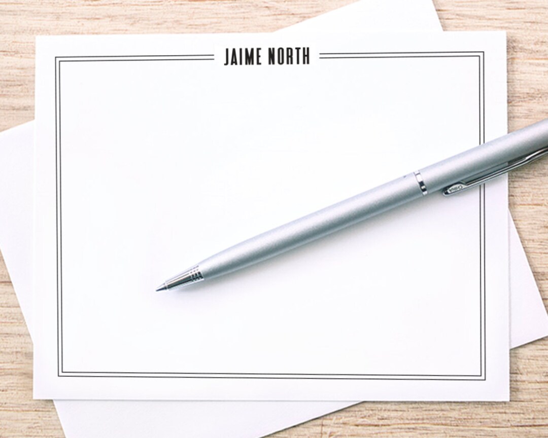 Custom Stationery Note Cards With Border / Personalized Stationary With ...