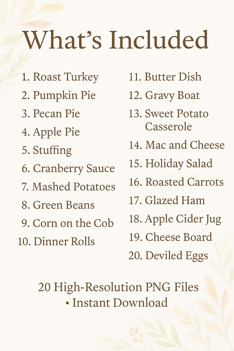 Thanksgiving Dinner PNG Bundle | 20 Watercolor Food Clipart | Fall ...