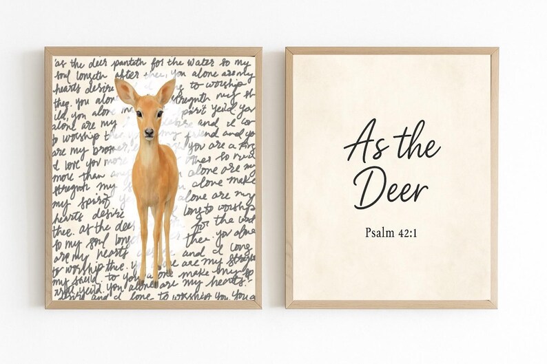 As the Deer Wall Art Set of 2 | Psalm 42:1 Printable Christian Decor ...