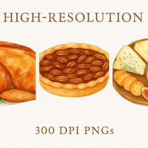 Thanksgiving Dinner PNG Bundle | 20 Watercolor Food Clipart | Fall ...