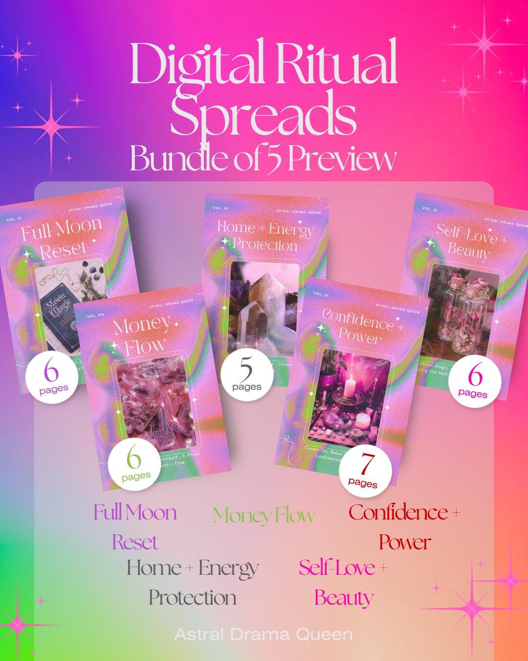 5 Ritual Spell Sheets Bundle • Digital Download PDF • Full Moon, Money ...