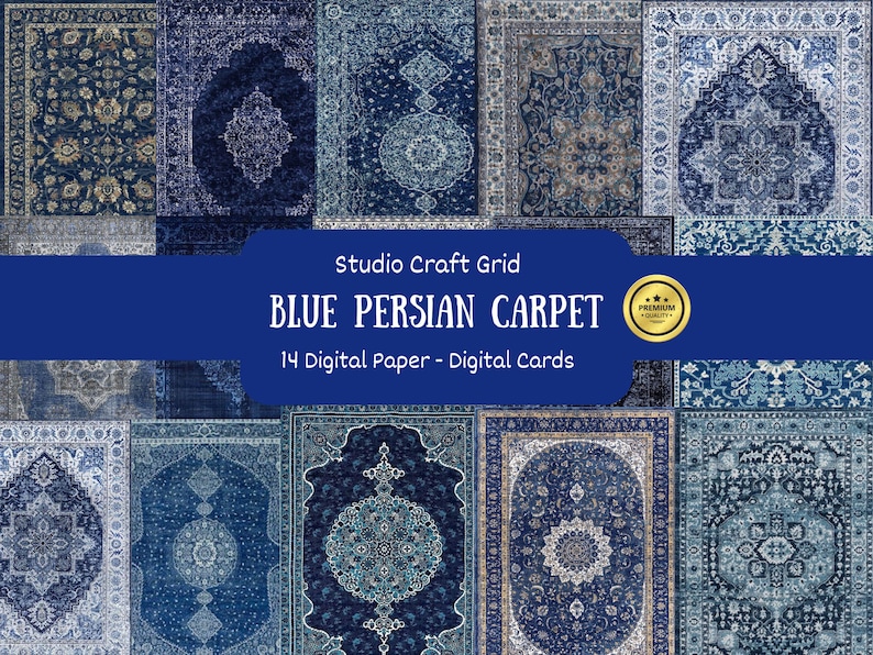 Persian Indian Digital Carpet, Instant Download, Blue Persian Carpet ...