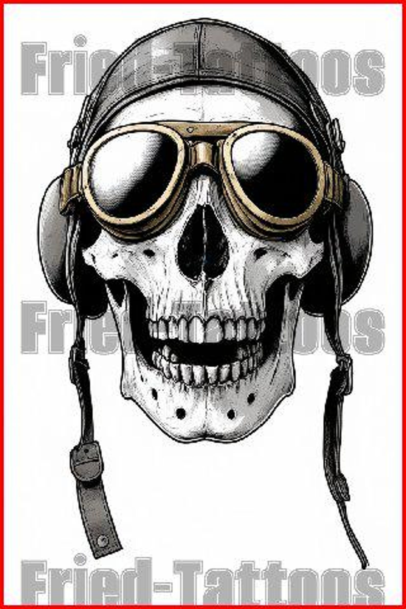 Vintage Aviator Skull Pilot Goggles Flight Cap Aviation Retro Steampunk ...