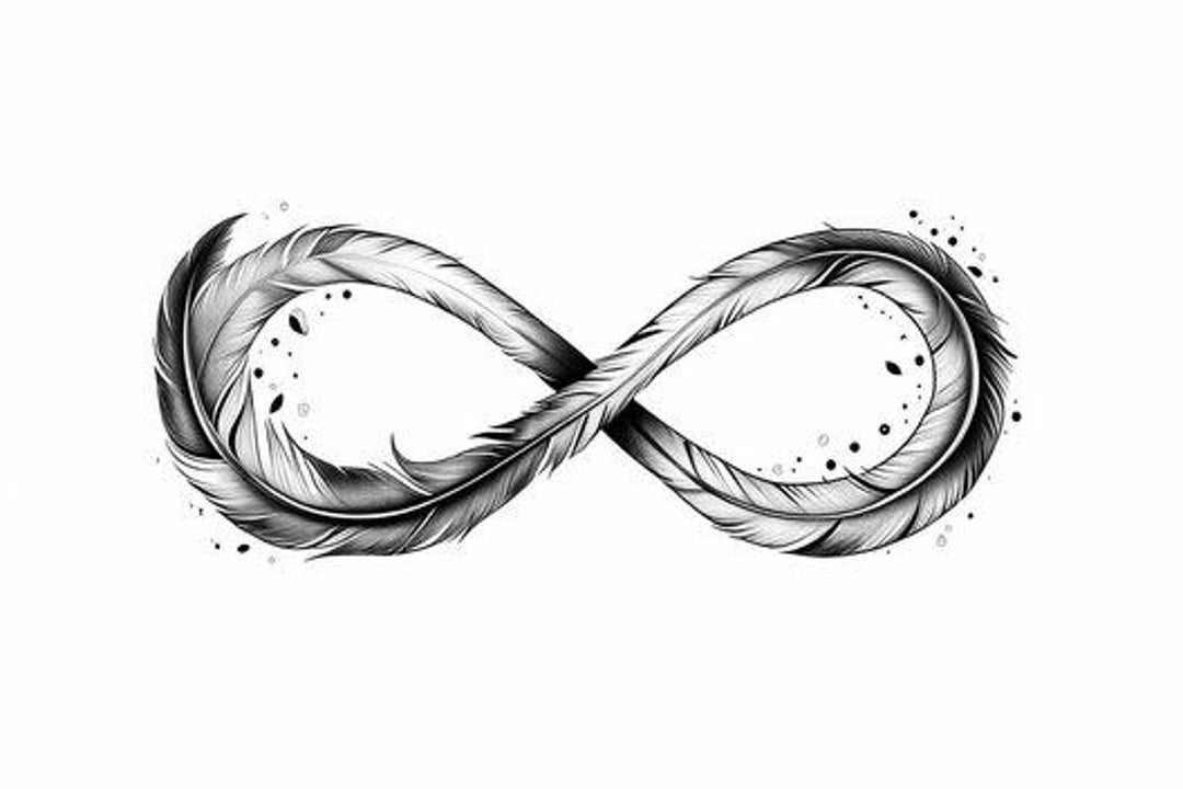 Infinity Symbol Feathers Tattoo Design - Bohemian Spiritual Art - Etsy