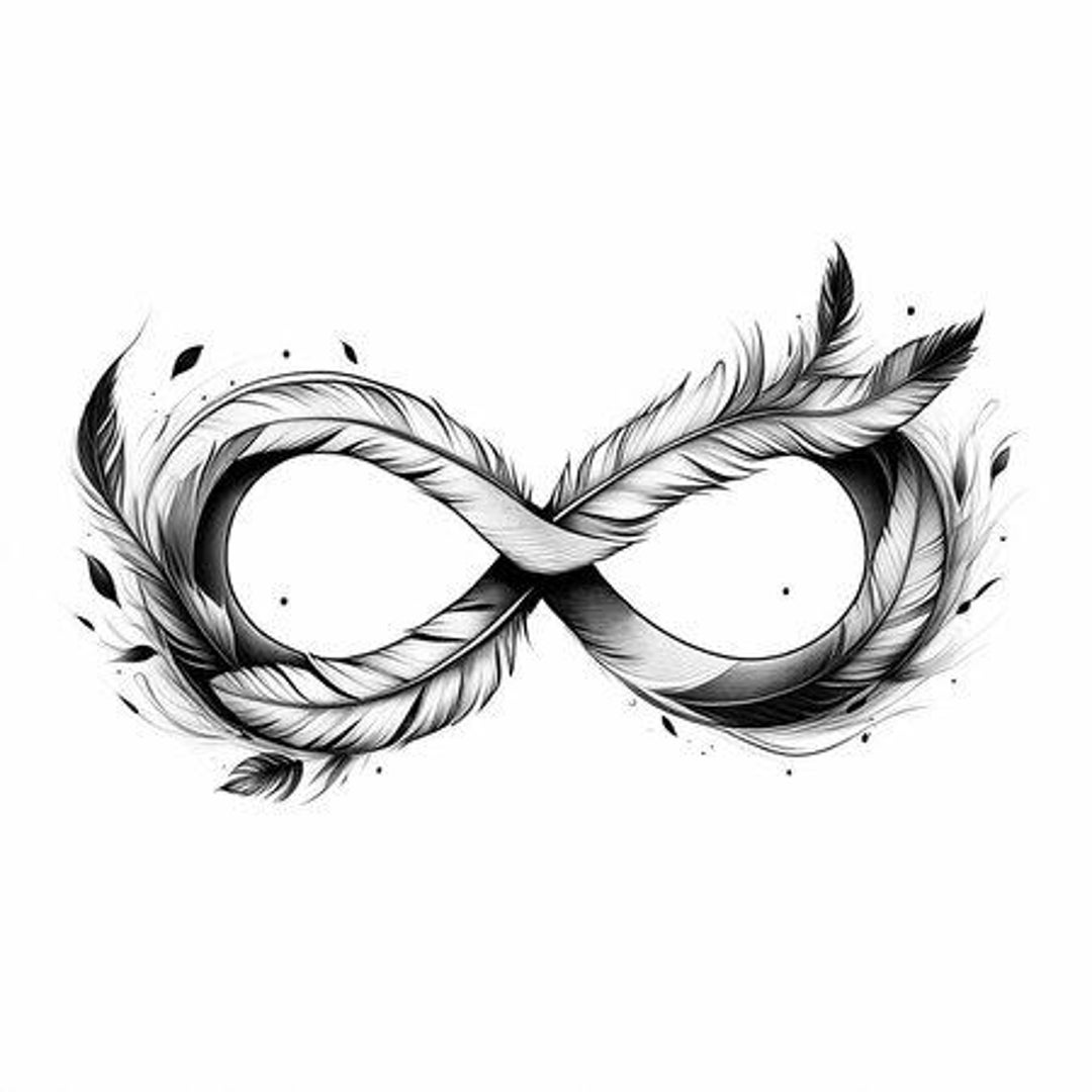 Infinity Symbol Feathers Tattoo Design - Bohemian Spiritual Art - Etsy