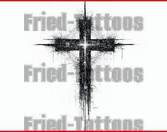 Cyber Sigilism Cross Tattoo Design - Digital Faith Gothic Art Download ...