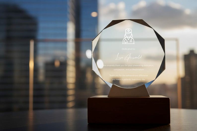 Personalized Crystal Nurse Appreciation Trophy, Custom Engraved Medical ...