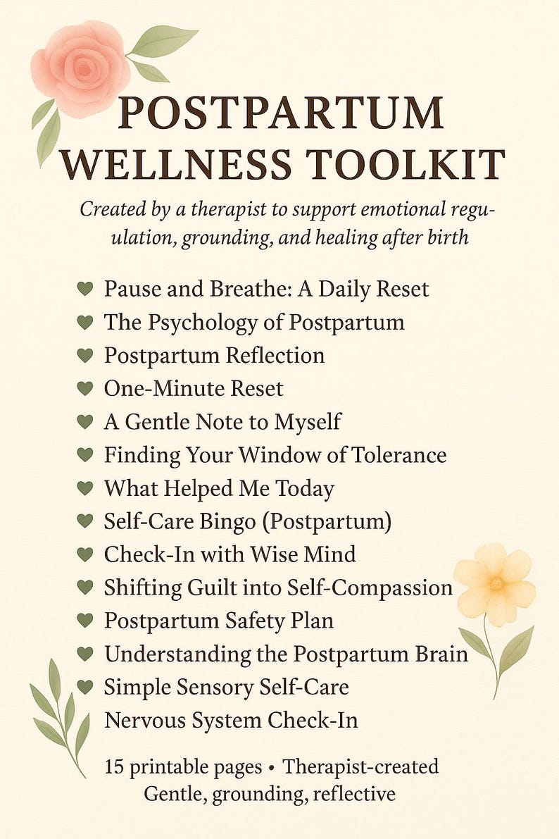 Postpartum Mental Health Toolkit – Therapist-created Printable for New ...