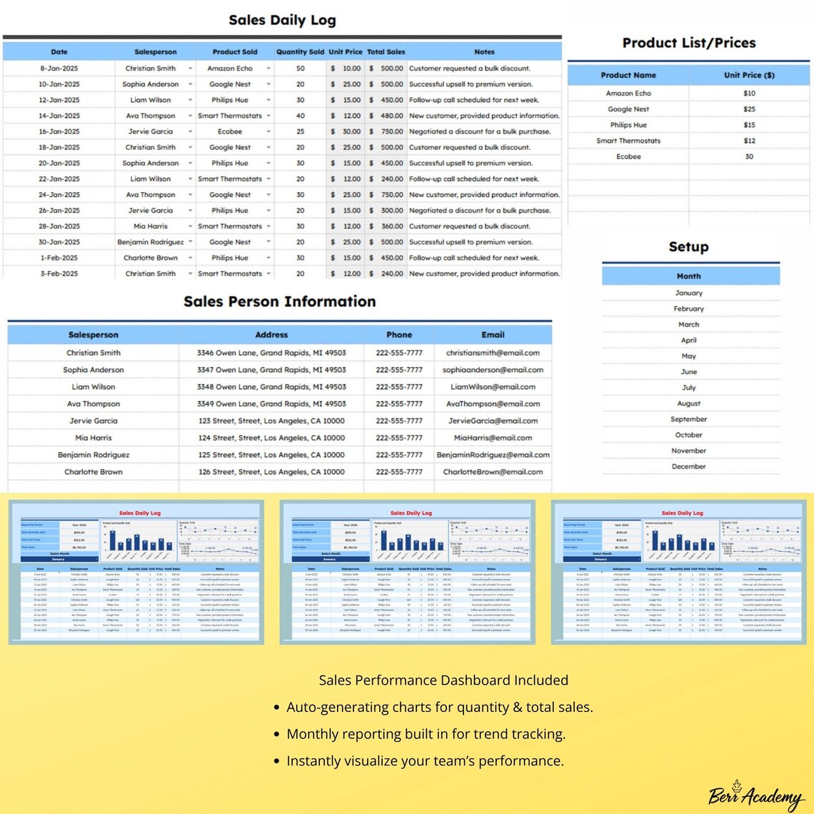 Sales Daily Log Template: Google Sheets Sales Tracker - Etsy