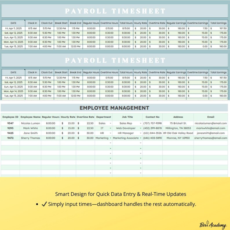 Payroll Timesheet Template: Google Sheets Employee Time Tracking ...