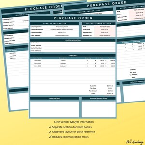 Simple Purchase Order, Google Sheets Template, Business Operations ...