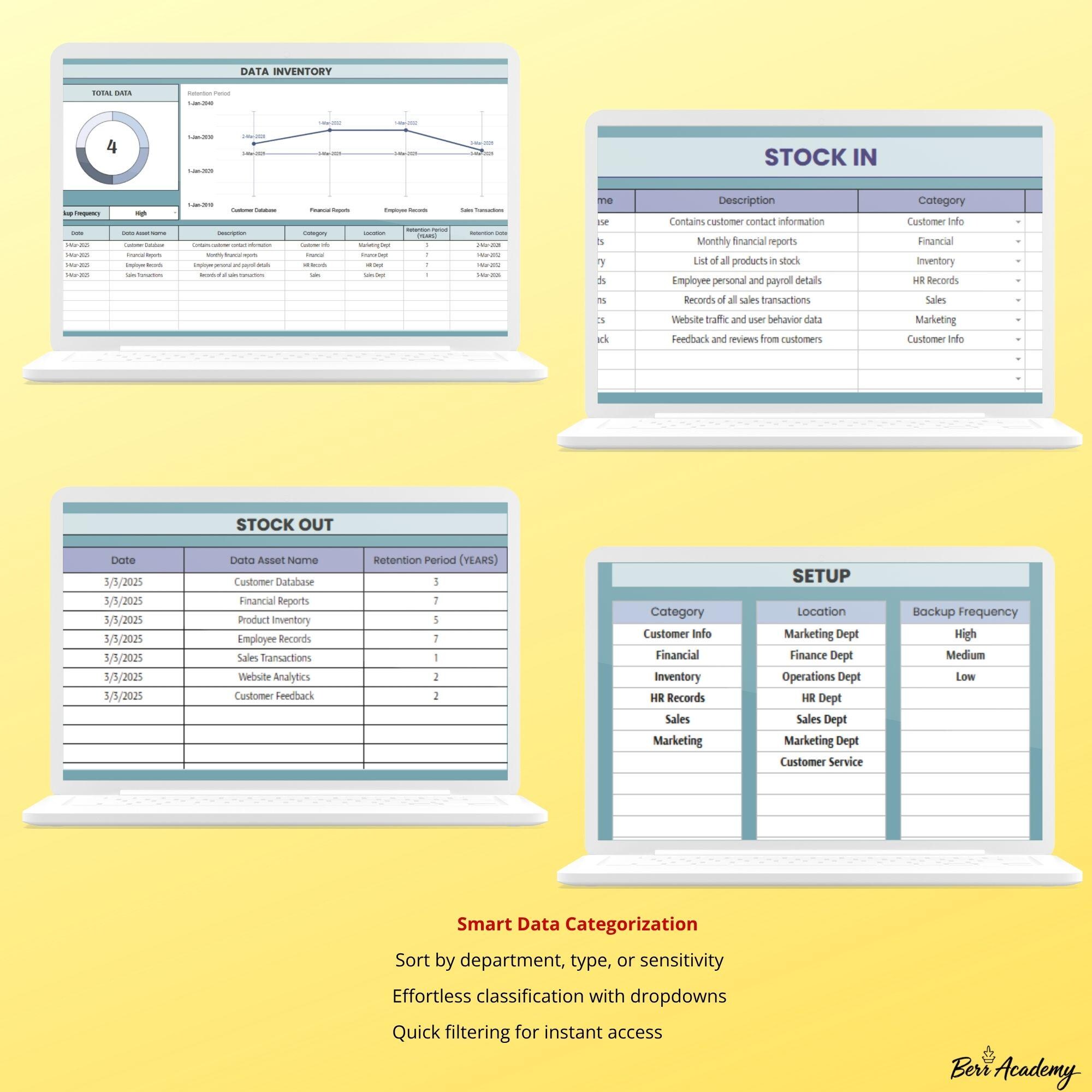 Data Inventory Template: Google Sheets Data Management Tool - Etsy