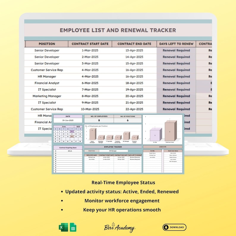 Employee Tracker Template: Google Sheets HR Management Tool - Etsy