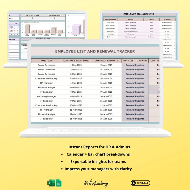 Employee Tracker Template: Google Sheets HR Management Tool - Etsy