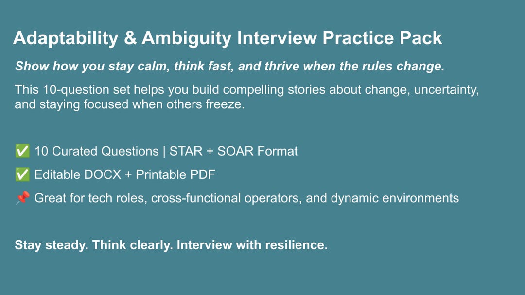 STAR/SOAR Adaptability & Ambiguity Interview Practice Pack (10 ...