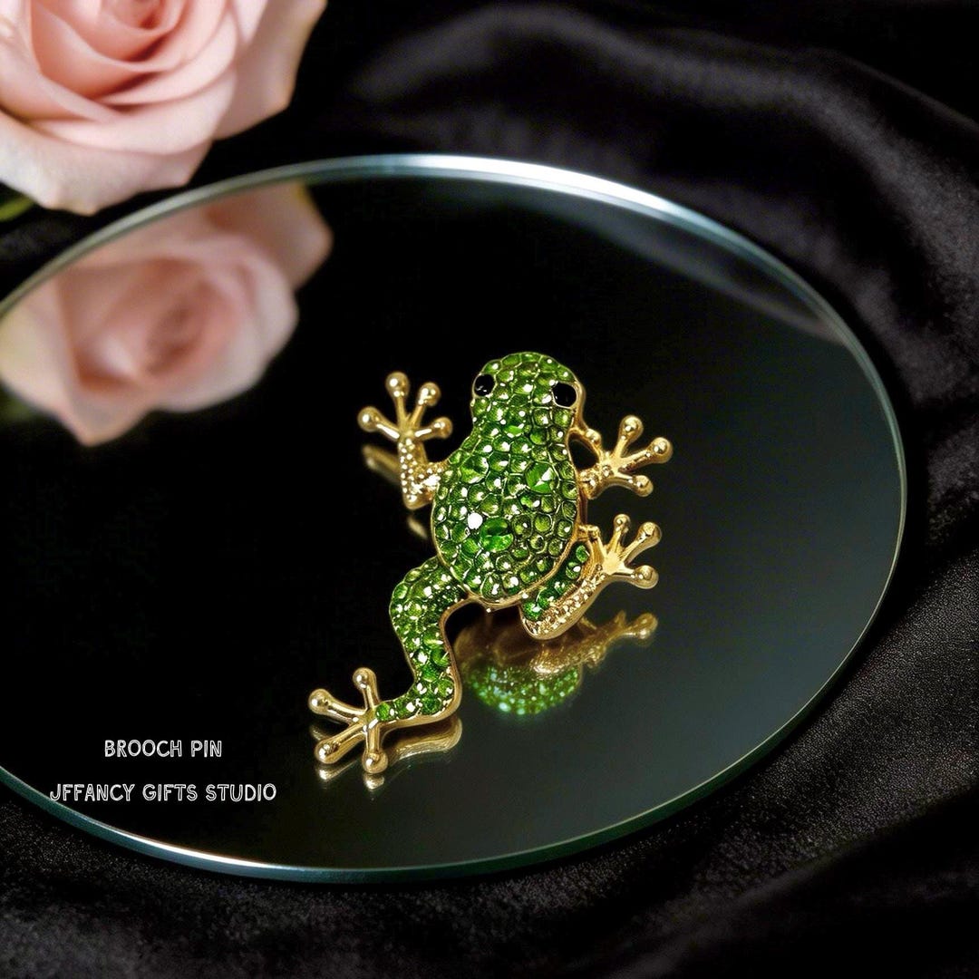 Sparkly Cute Frog Brooch | Kawaii Frog Pin | Shiny Frog Lapel Pin ...