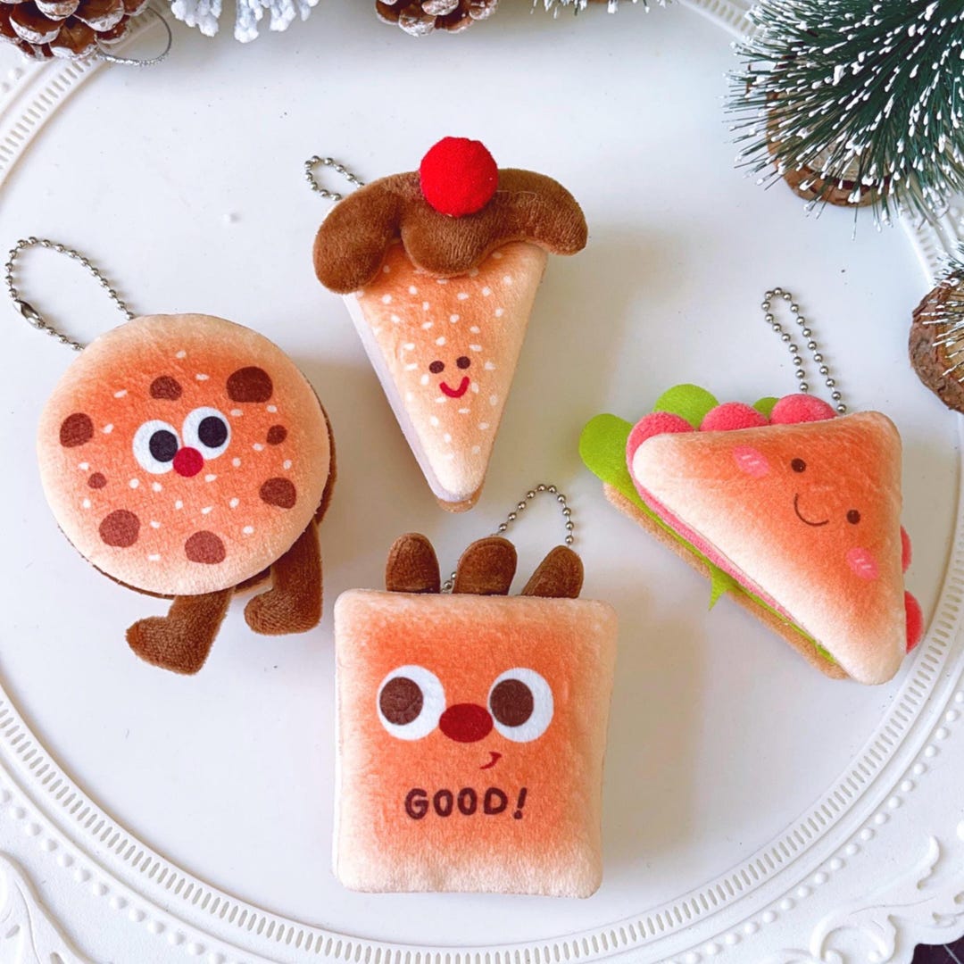 Cute Plush Food Keychain-soft Toy Keychain,sandwich Pizza Cookie Bread ...