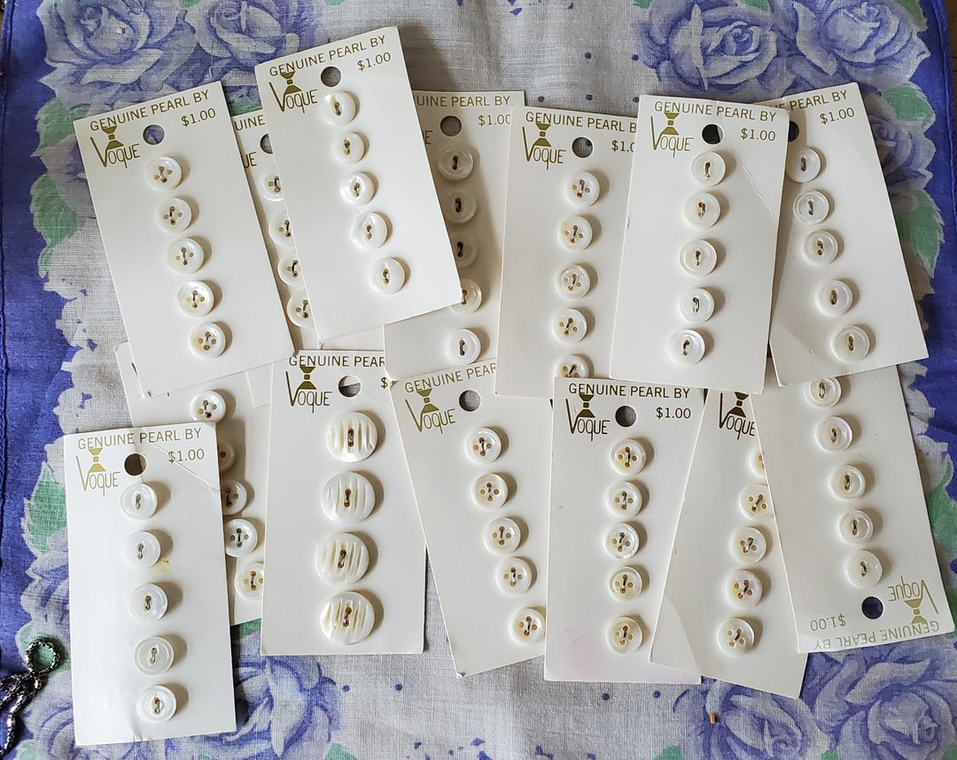 Vintage Genuine Pearl Buttons by Vogue on Card, Vintage Vogue Button ...