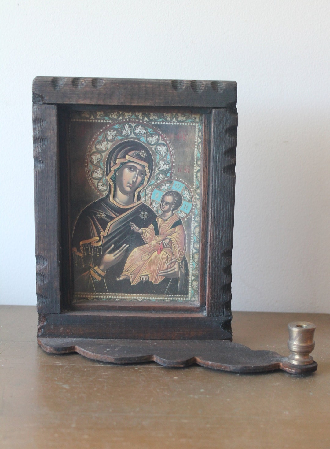 Vintage Catholic Virgin Mary Vrefokratousa Lithograph Prayer/devotional ...