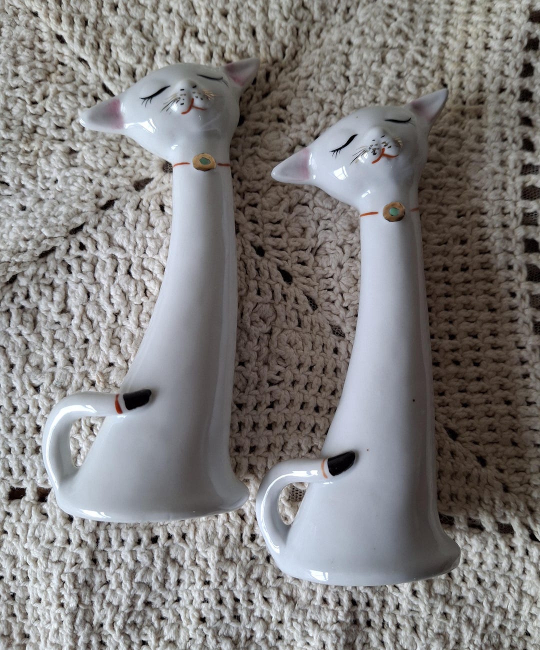 Set of Vintage Long Neck Cat Figurines, Cat Figurines, Vintage Cat ...