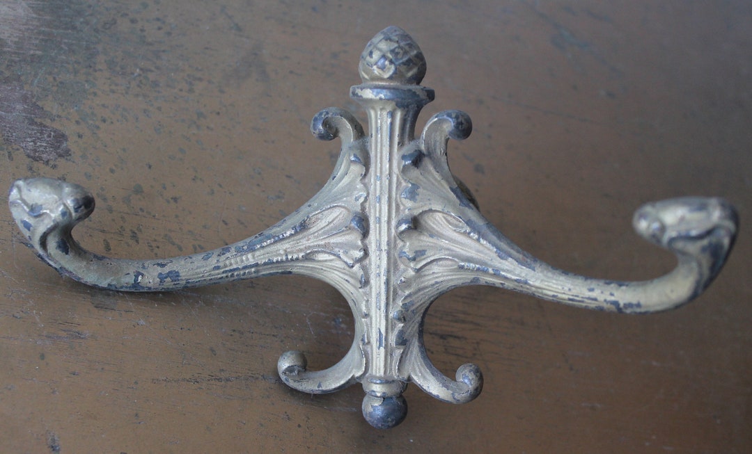 Antique Art Nouveau Double Cast Iron Wall Hook, Antique Victorian Cast ...